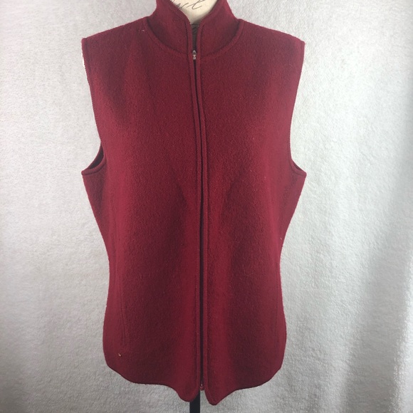 Talbots | Jackets & Coats | Talbots L 0 Wool Burgundy Full Zip Pocket ...